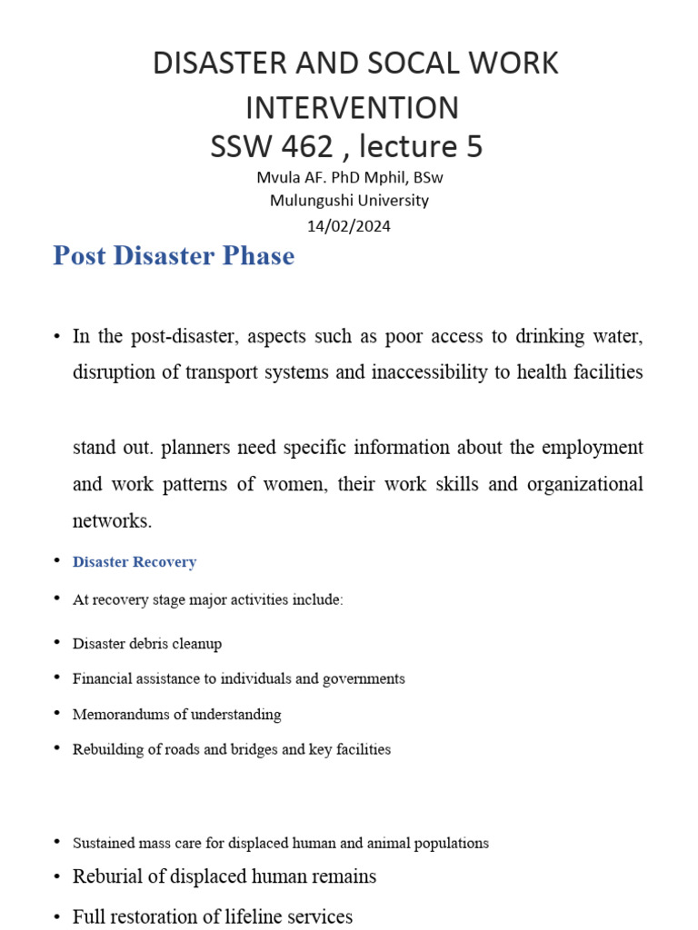 Social Work Roles in Disaster Recovery | PDF | Emergency Management ...