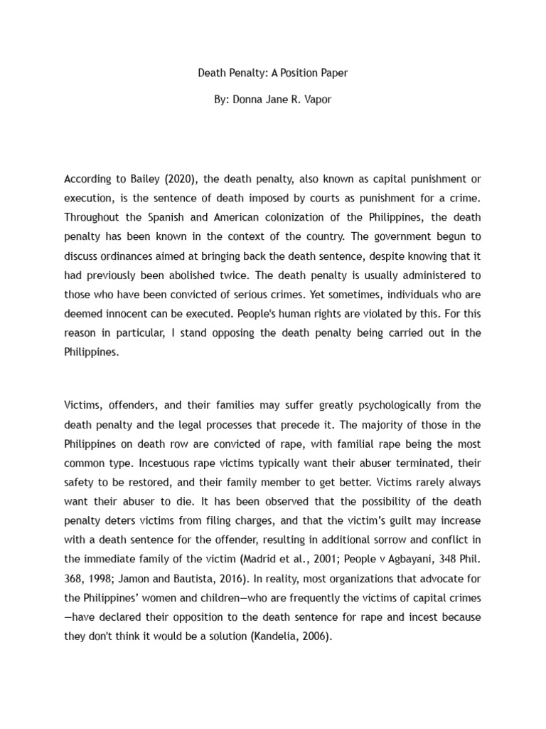 Position Paper | Download Free PDF | Rehabilitation (Penology ...