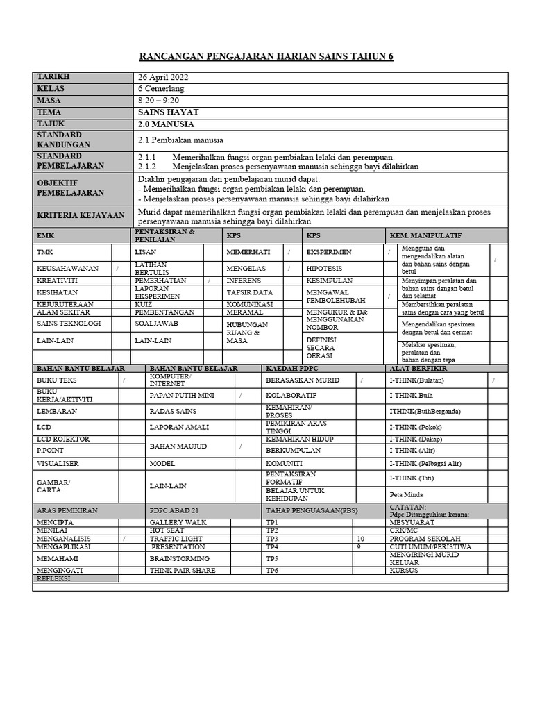 Lesson Study Sains Tahun 6 | PDF