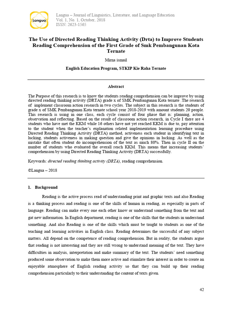 Improving Reading Comprehension with DRTA | PDF | Reading Comprehension ...