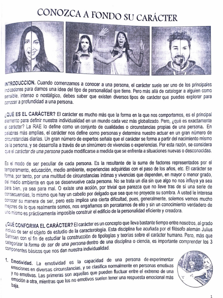 Tipos de Carácter y Personalidad Humana | PDF | Temperamento | Las ...