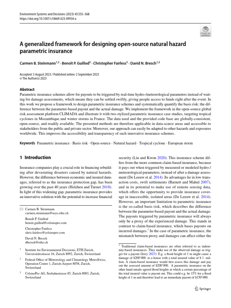 Open-Source Framework for Parametric Insurance | PDF | Risk | Insurance