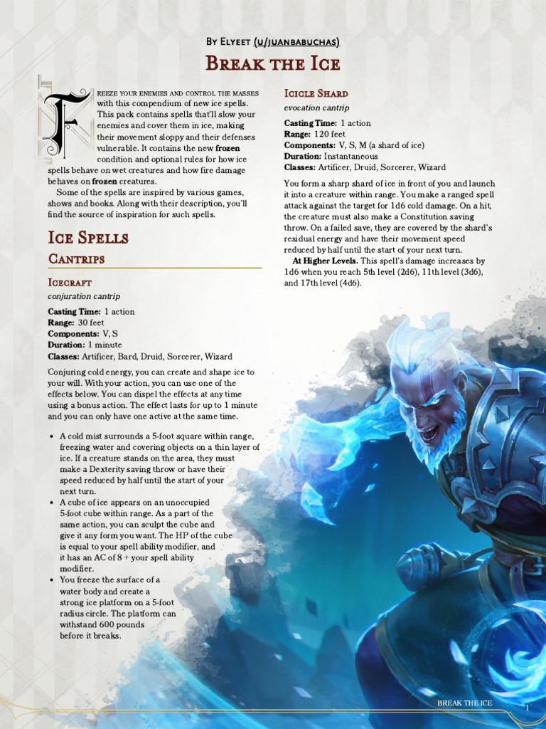 Ice Spells Compendium for RPGs | PDF | Magician (Fantasy) | Ice