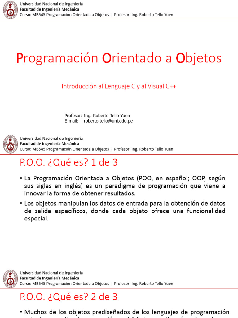 Semana1 MB545 Introducción a POO y Visual C (1) | PDF | Programación orientada a objetos ...