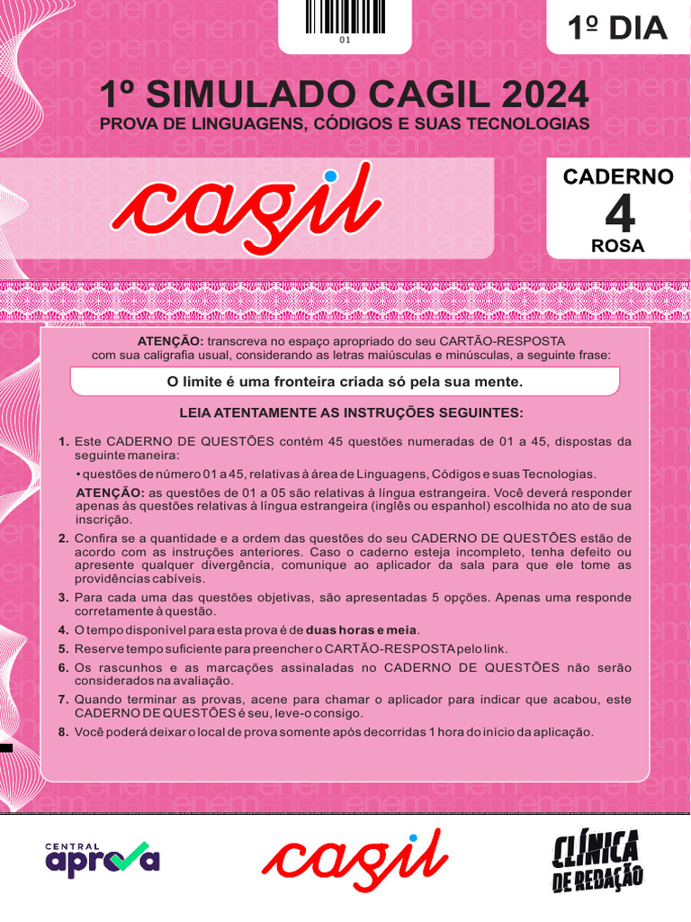 1º Simulado Cagil 2024 ROSA | PDF | Jogos Paraolímpicos | Futebol