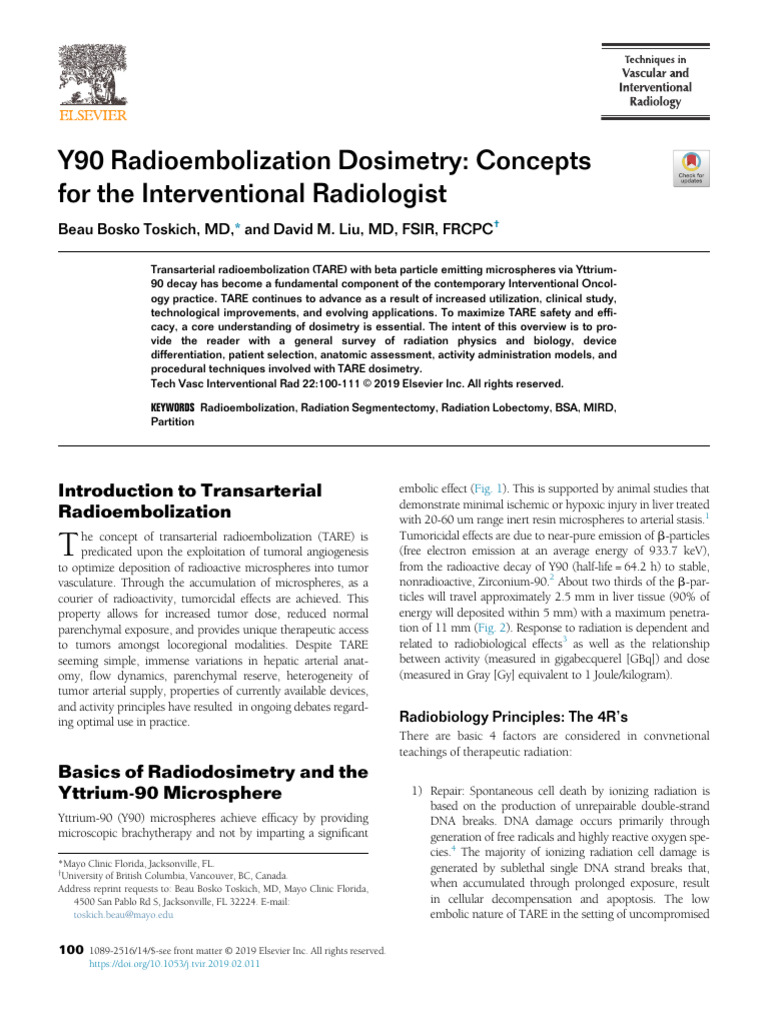 15-Y90 Radioembolization Dosimetry | Download Free PDF | Radiation Therapy | Dosimetry