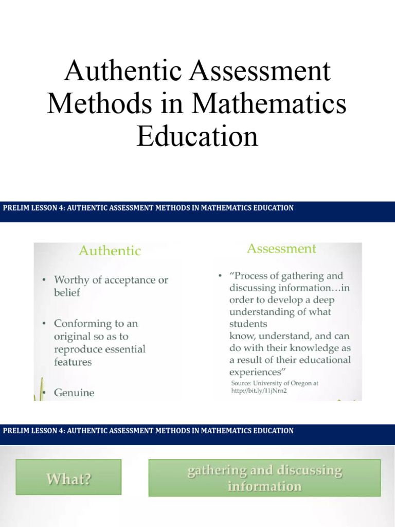 Authentic Assessment in Math Education | PDF | Career & Growth