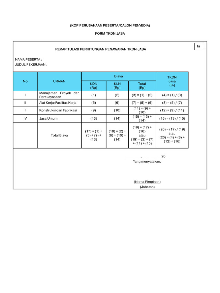 Form TKDN Jasa | PDF