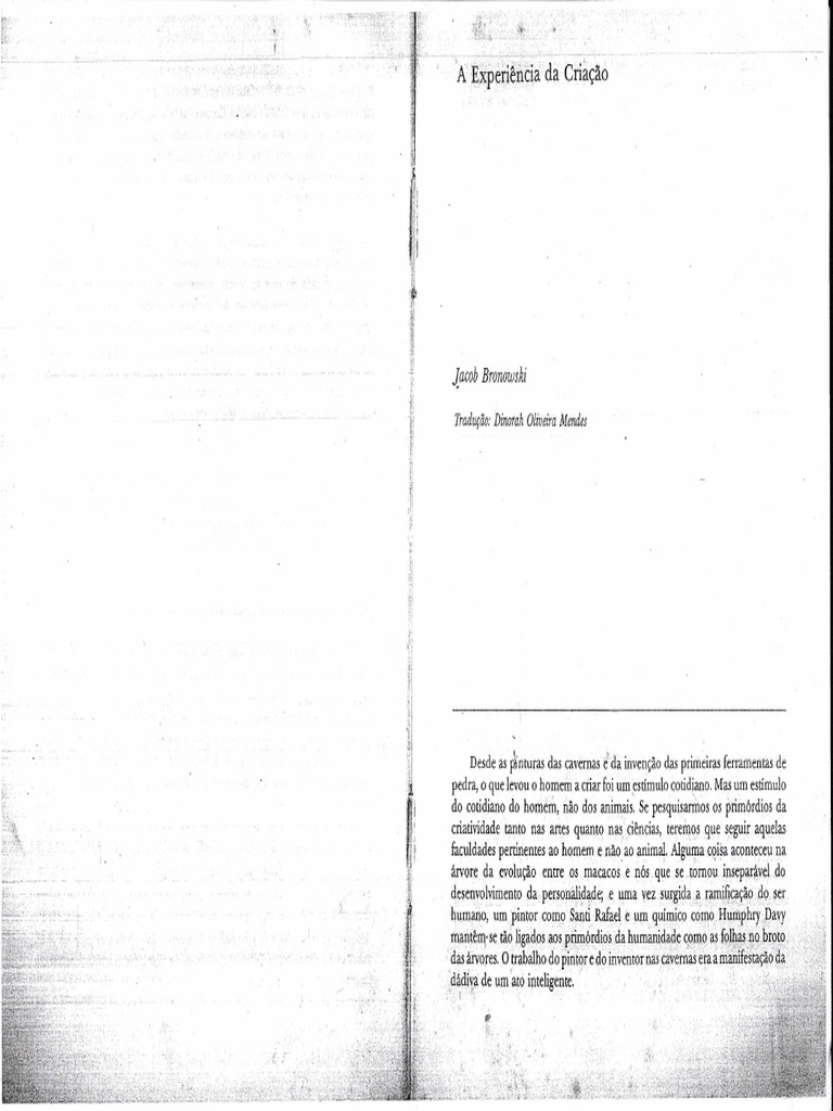 Bronowski, J. A Experiência Da Criação. | PDF