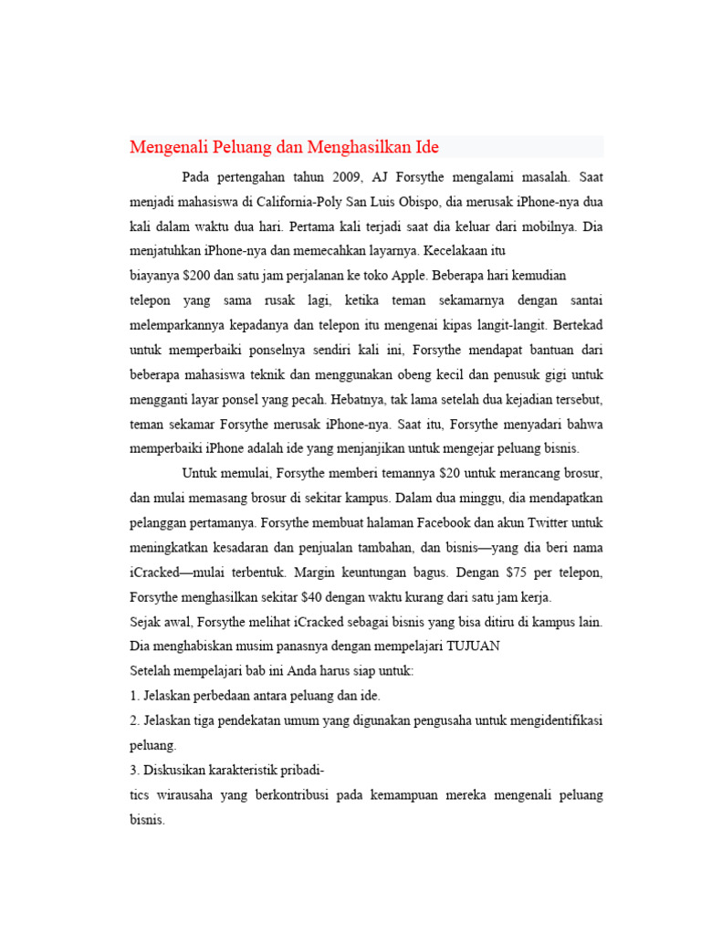 Mengenali Peluang Dan Menghasilkan Ide Kel 2 | PDF | Bisnis