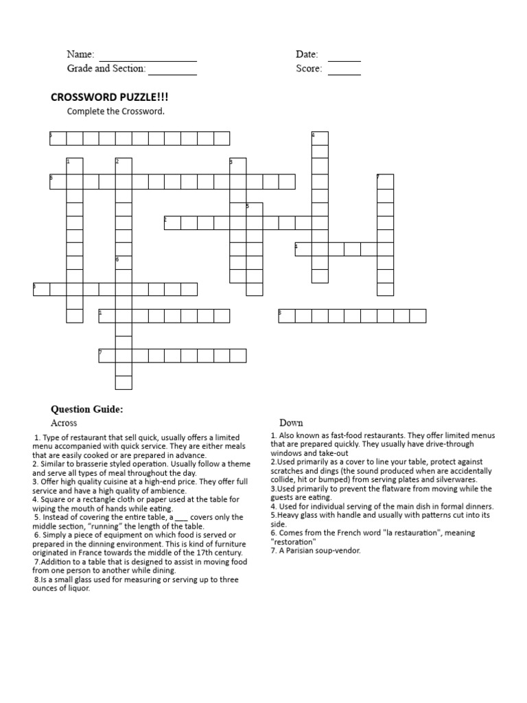 Puzzle | PDF | Restaurants | Menu