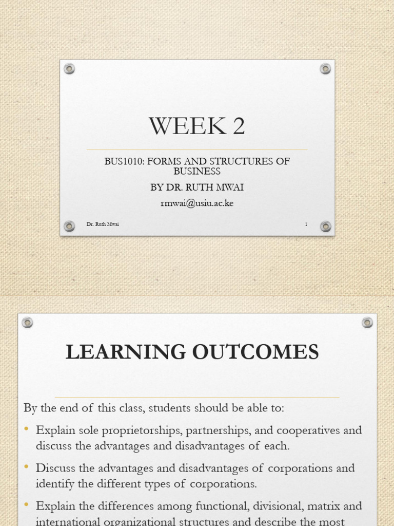 Week 2 Notes Forms and Structures of Business | PDF | Partnership ...