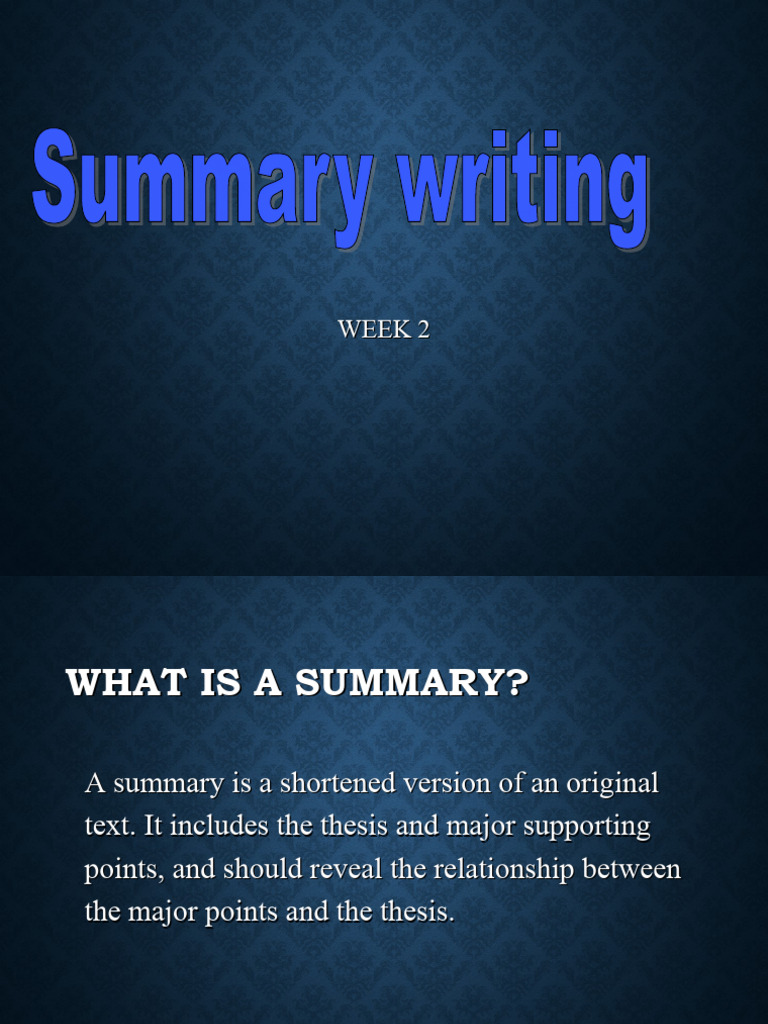WEEK 2b - Summary Writing | PDF | Human Communication