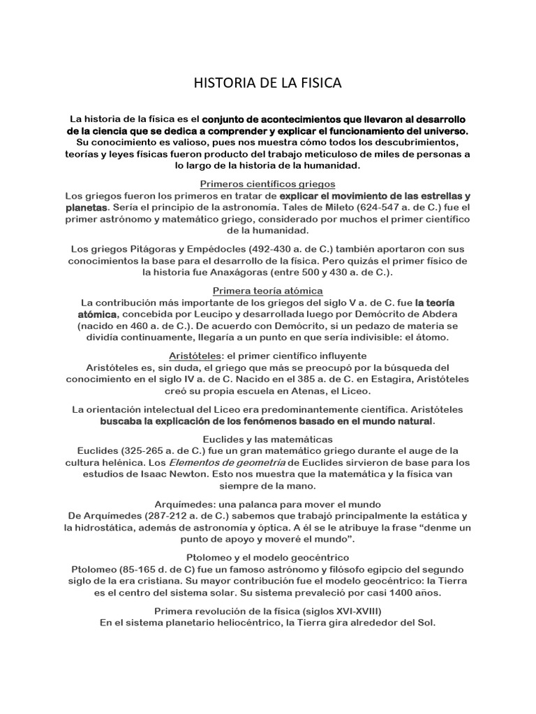 Historia de La Fisica | PDF | Albert Einstein | Gran Colisionador de Hadrones