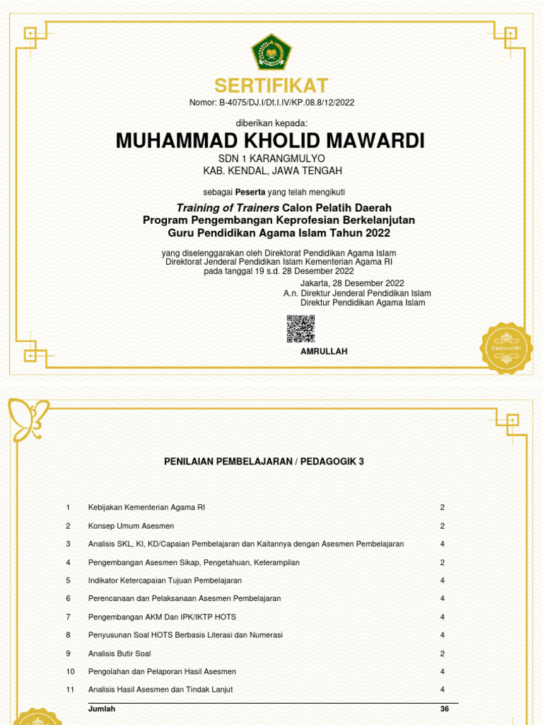 Sertifikat Tot PD - PKB | PDF