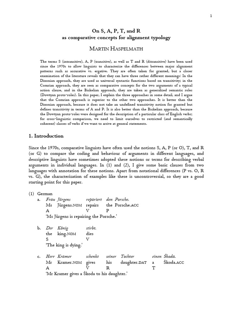 HASPELMATH - Padroes de Alinhamento | PDF | Syntax | Interpretation (Philosophy)