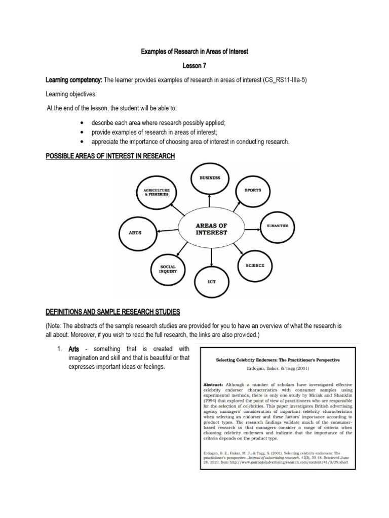 Research Examples by Interest Area | PDF