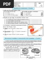Contrôle SVT 3AC Semestre 2 | PDF | Nerf | Muscle squelettique