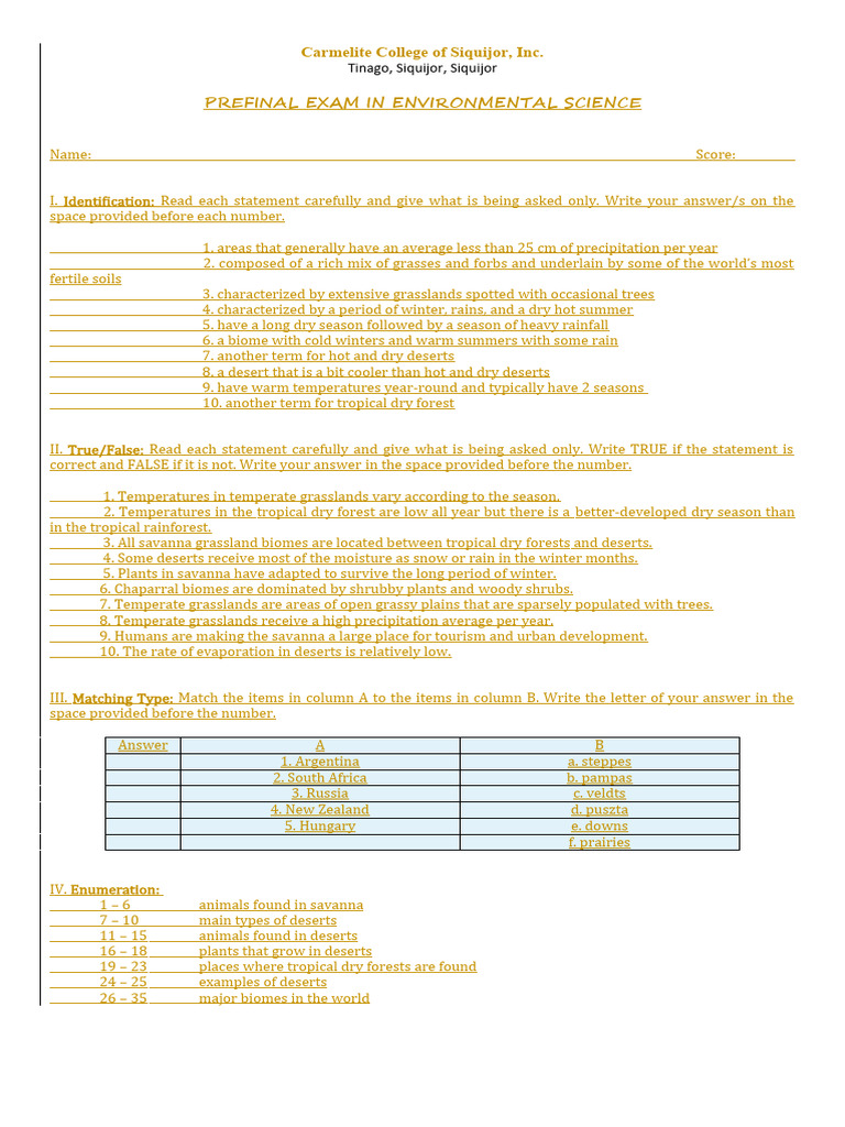 Envi Sci | PDF | Grassland | Savanna