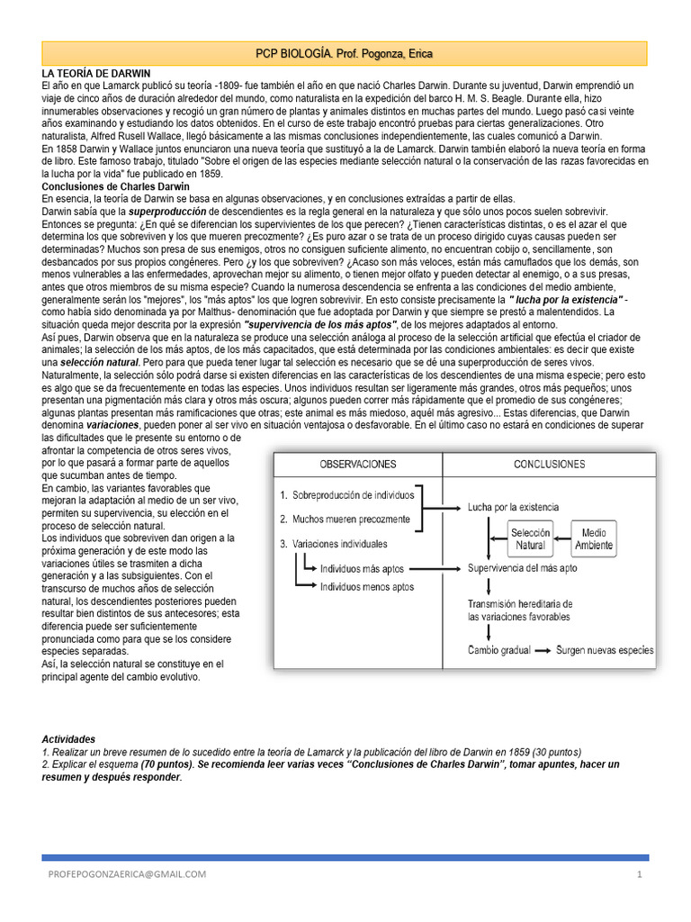 (Template) 03 PCPBLG5 Darwin y Esquema | Descargar gratis PDF | Charles Darwin | Seleccion natural