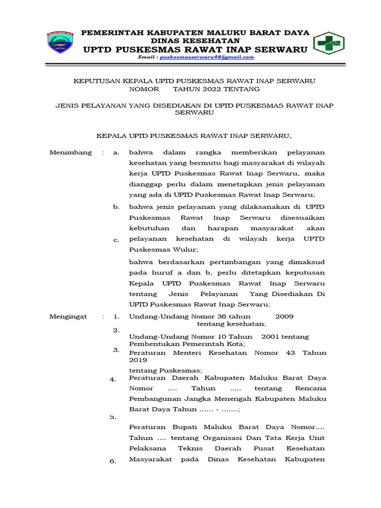 SK Jenis-Jenis Pelayanan | PDF