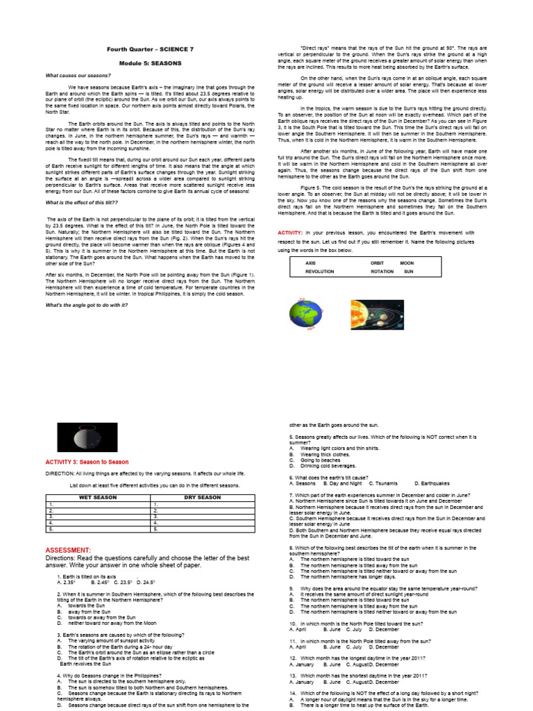 MODULE 5-ACT | PDF | Orbital Inclination | Earth