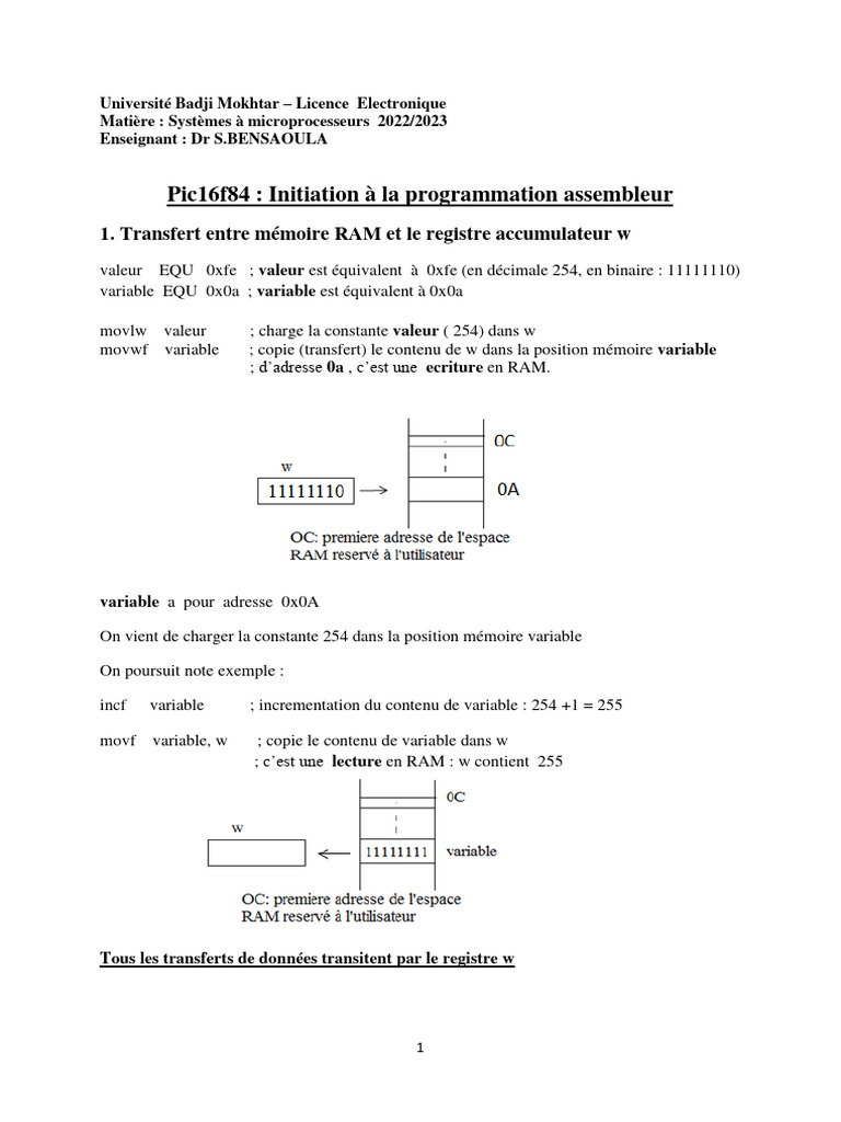 V Initiation À La Programmation Assembleur | PDF | Pointeur ...