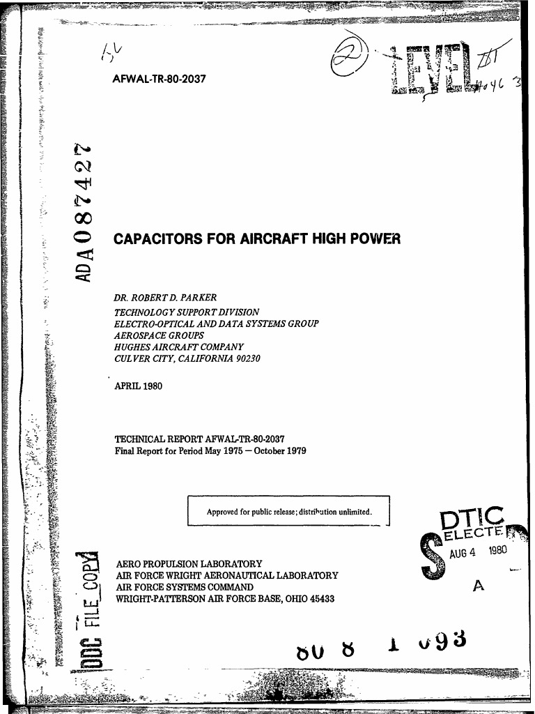 Capacitors For Aircraft High Power (Parker, RD. 1980) | PDF ...