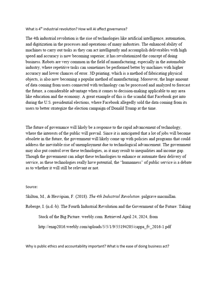 What Is 4th Industrial Revolution PDF Automation Artificial