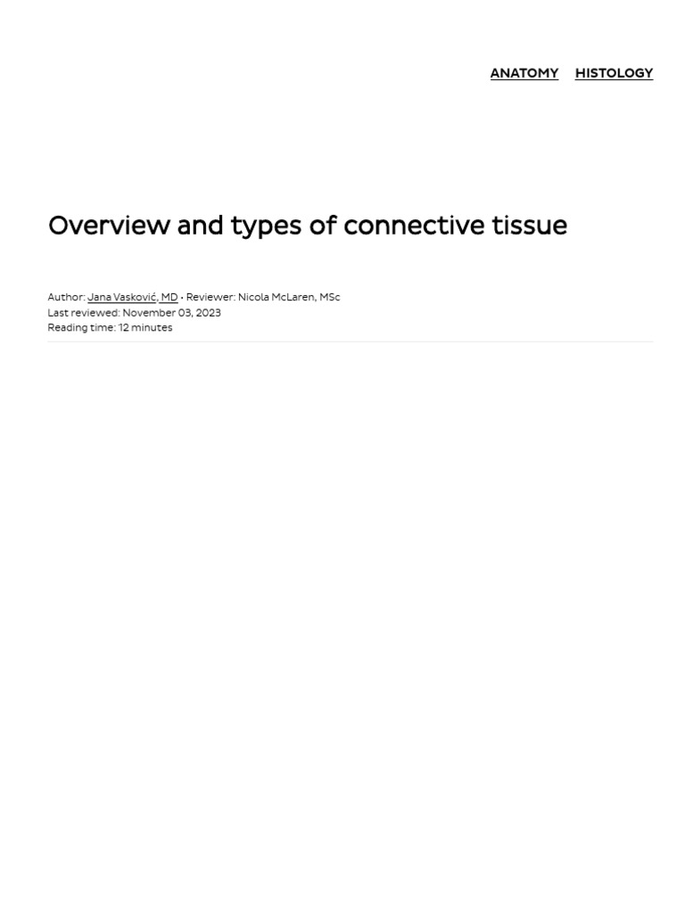 Definition and Types of Connective Tissue - Kenhub | PDF | Connective ...