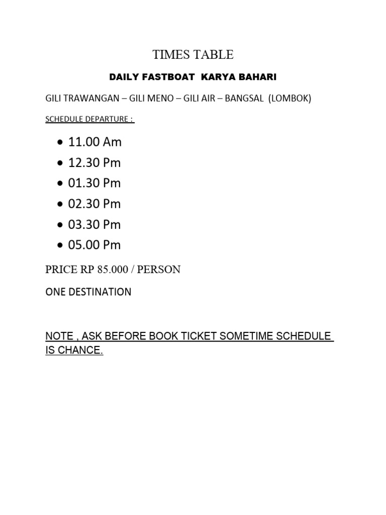 Times Table Fastboat | PDF