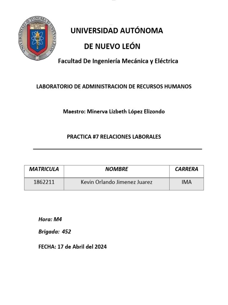 Practica-7 LAB RH | PDF | Derecho laboral | Seguro