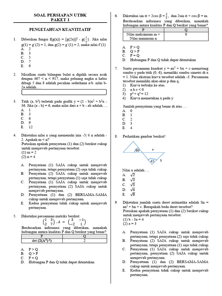 Persiapan UTBK 1 | PDF