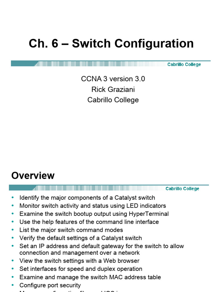 03 Ccna3 Mod6 SwitchConfiguration | PDF | Network Switch | Command Line Interface