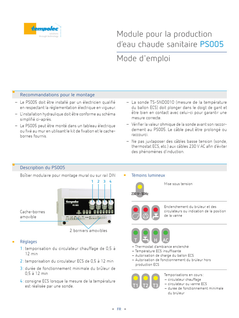 Installation et réglages du PS005 | PDF | Chaudière | Soupape