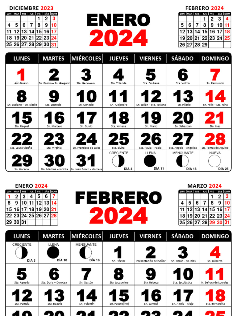Calendario 2024: Fechas y Santos | PDF | Santos cristianos | Iglesia ...