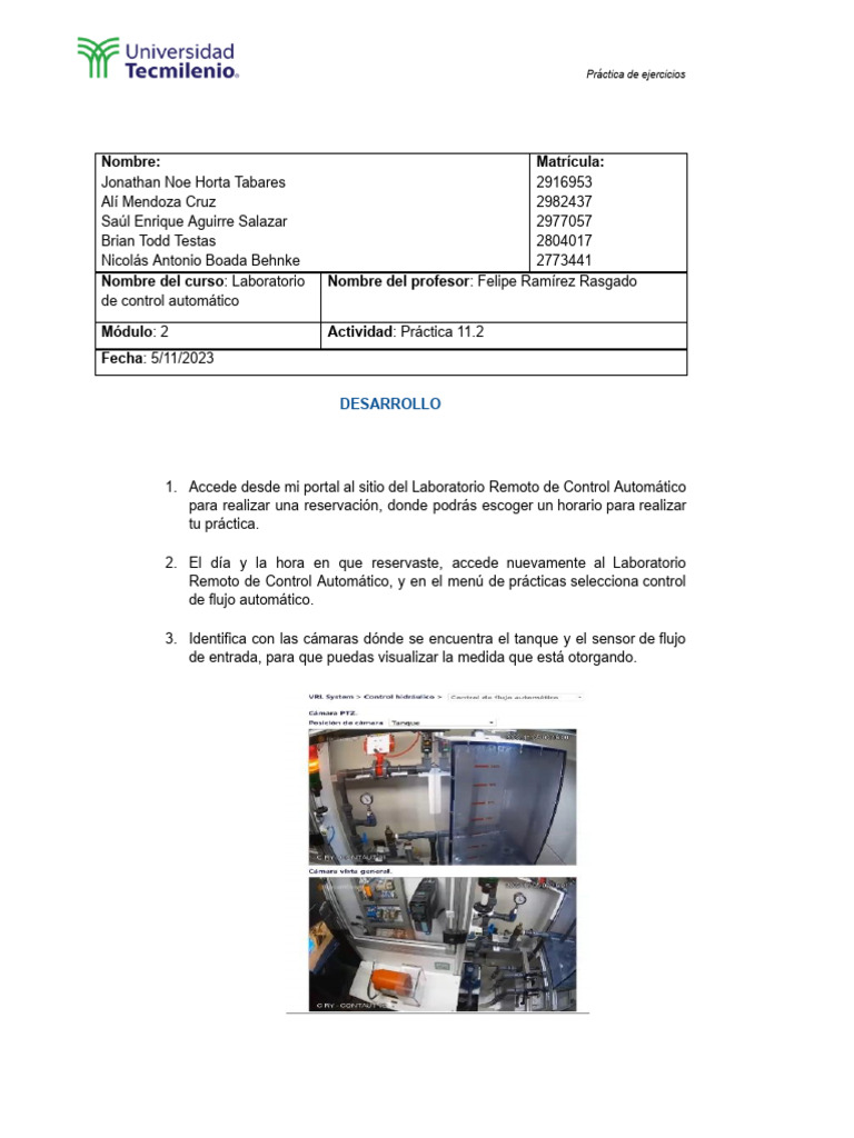 Práctica 11.2 - Laboratorio de Control Automático | PDF