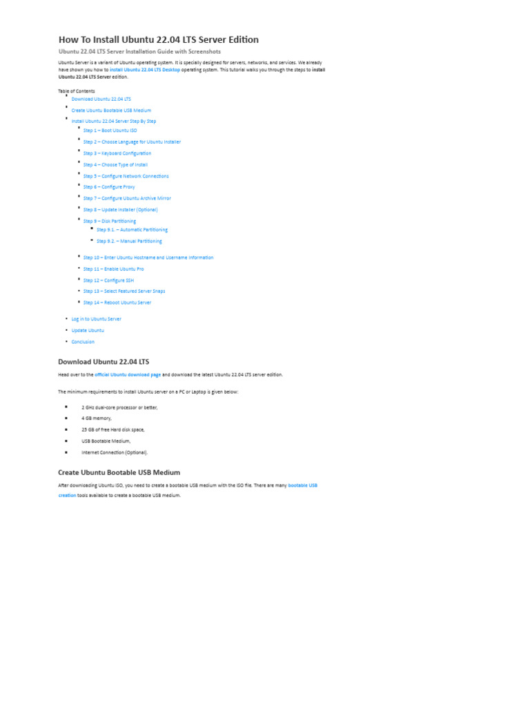 Install Ubuntu Server 22 | PDF | Ip Address | Booting