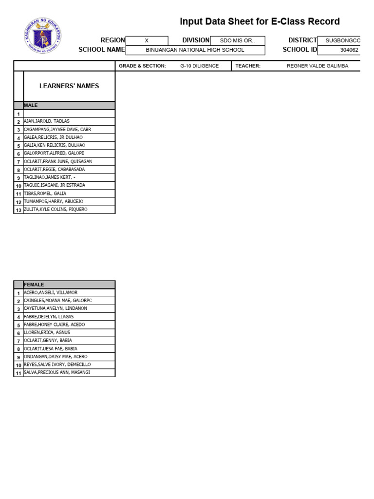 Consolidation of First Quarter Grades | PDF
