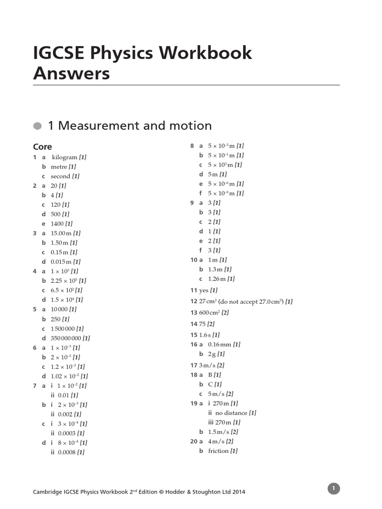 IGCSE Physics Workbook Answers | PDF | Optics | Light