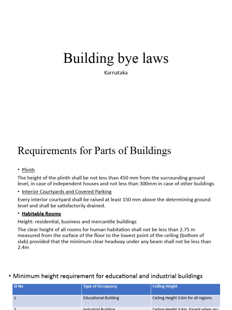 Building Bye Laws - Karnataka | PDF | Basement | Room