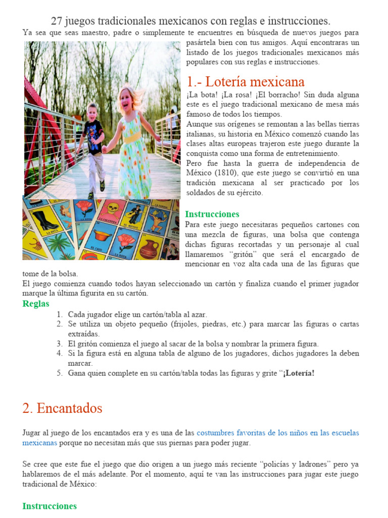 27 Juegos Tradicionales Mexicanos | PDF