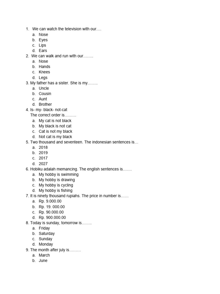 English Language Quiz for Beginners | PDF
