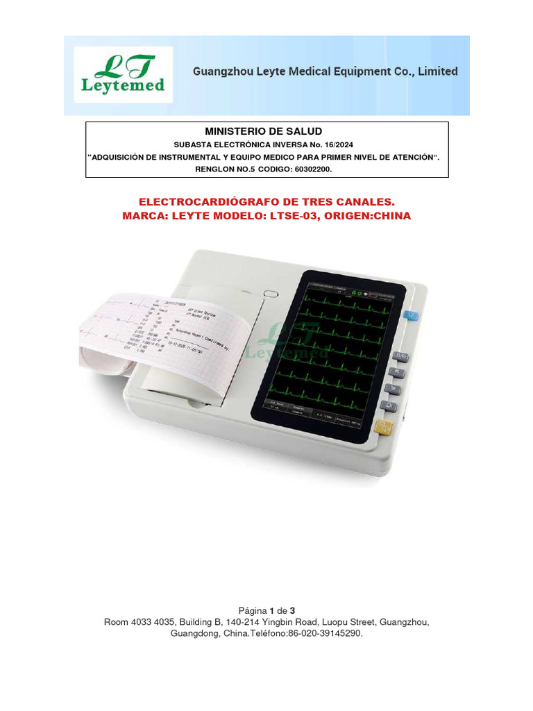 Catalogo Electrocardiografo | PDF | Electromagnetismo | Ingeniería Informática