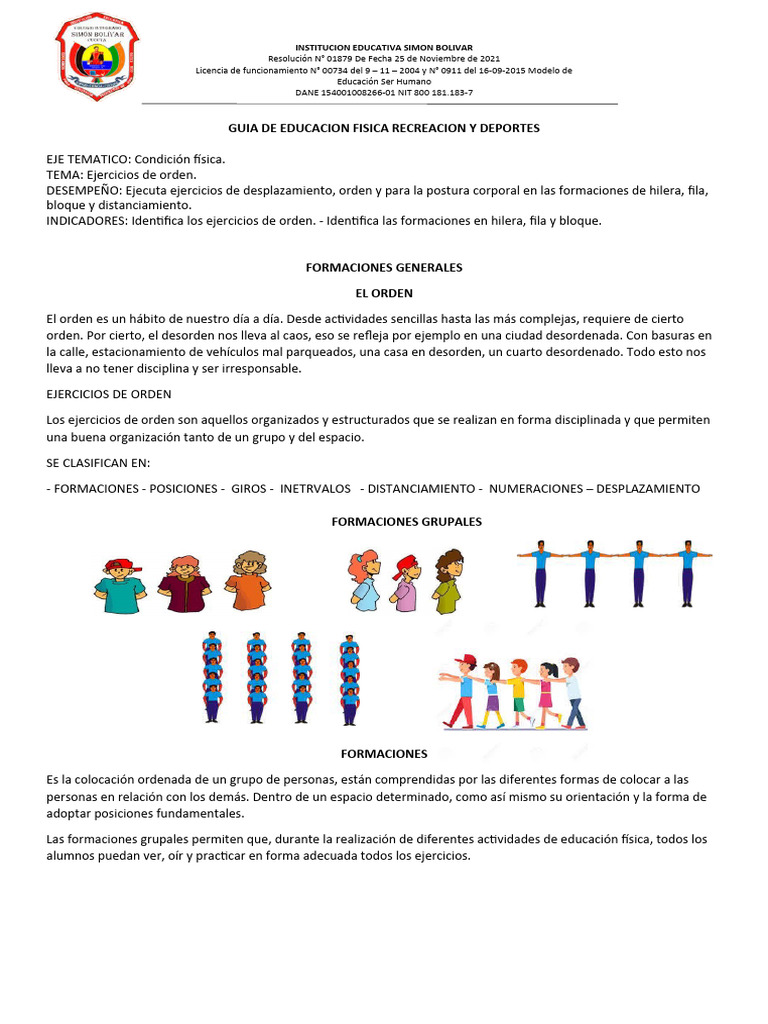 Guia de Educacion Fisica - Formaciones | PDF