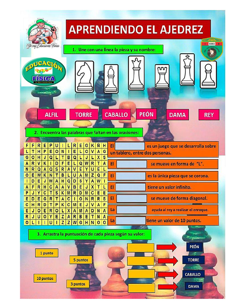 Aprender Ajedrez 1 Movimientos de Fichas | PDF