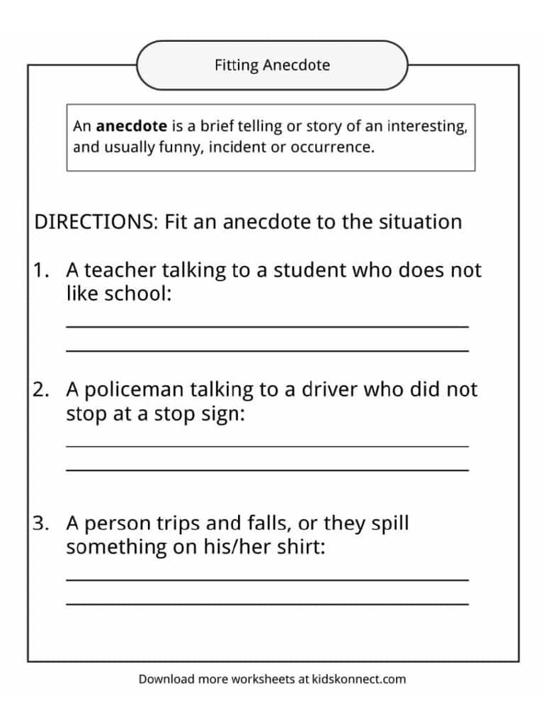 Anecdote Worksheet | PDF