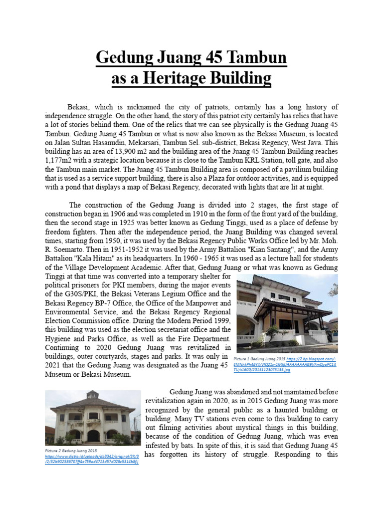 Gedung Juang 45: Bekasi's Heritage Museum | PDF