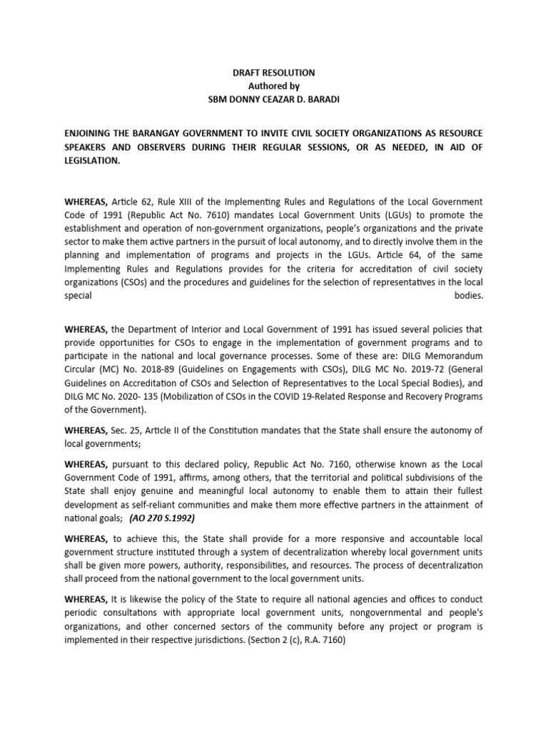 DR CSOs in Brgy. Sessions | PDF | Political Science | Justice