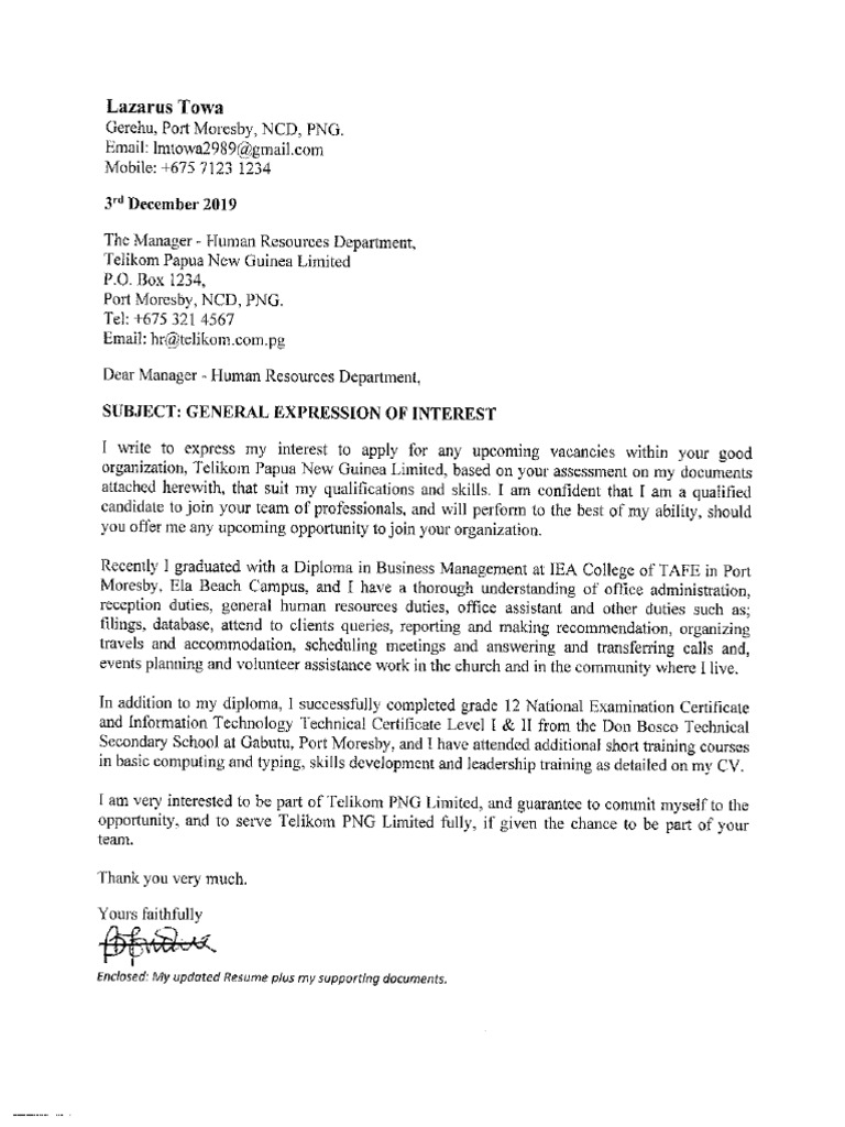 Sample Letter With No Experiences - LT | PDF